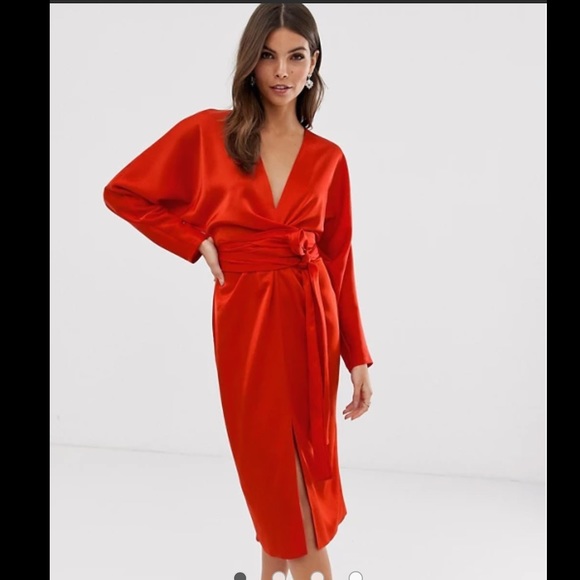 ASOS | Dresses | Asos Design Satin Midi Dress | Poshmark